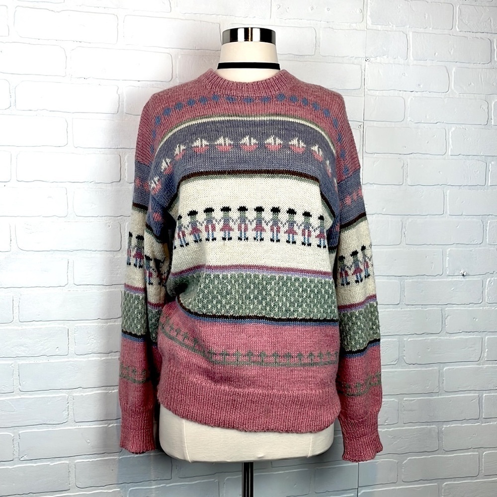 Vintage Handicraft Alpaca Wool Paper Doll Fair Isle C… - Gem